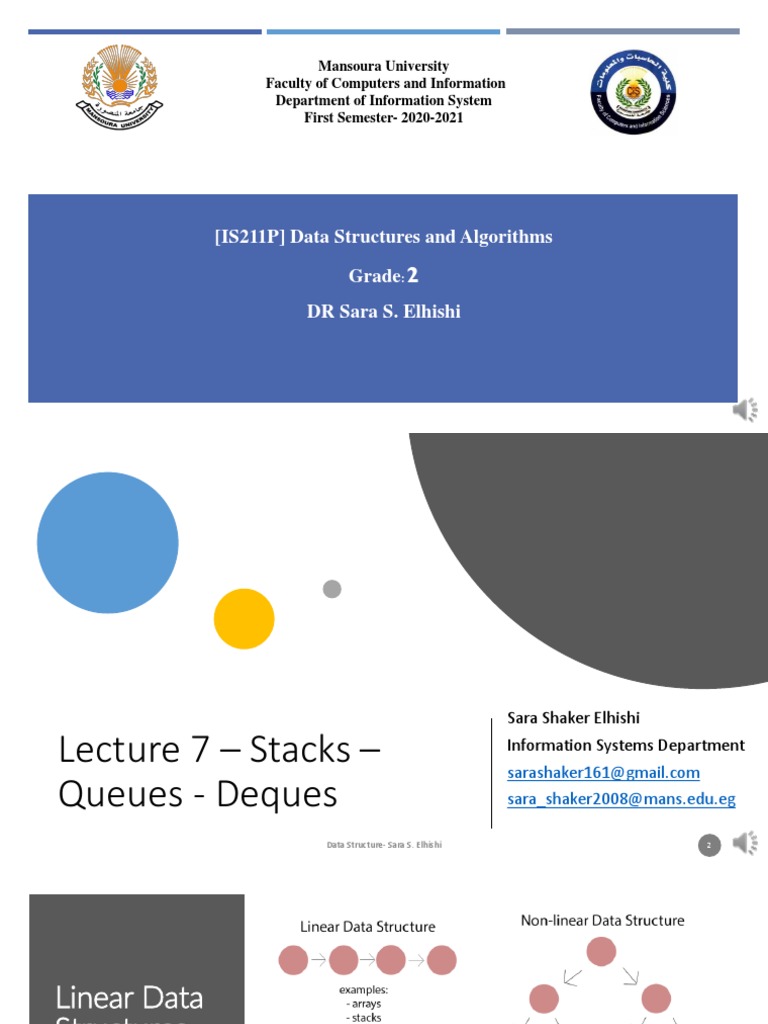 Data Structures and Algorithms Lecture | PDF | Queue (Abstract Data Type) | Computing