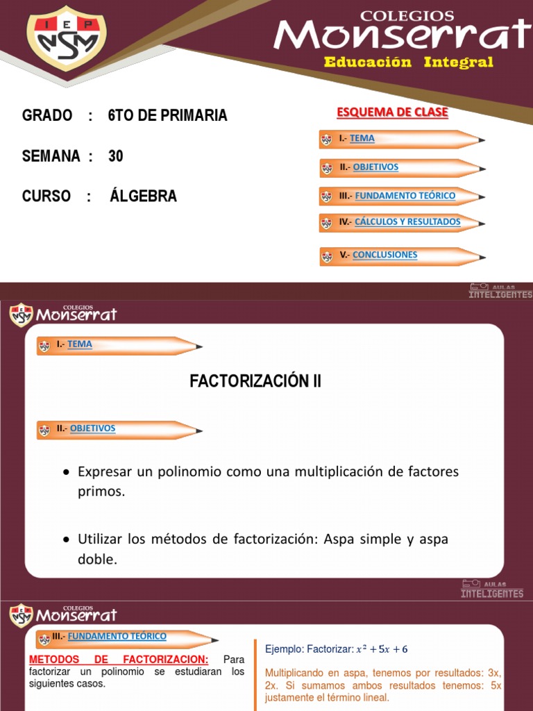 Prim 6to Ses Alg 30 | PDF | Factorización | Algoritmos