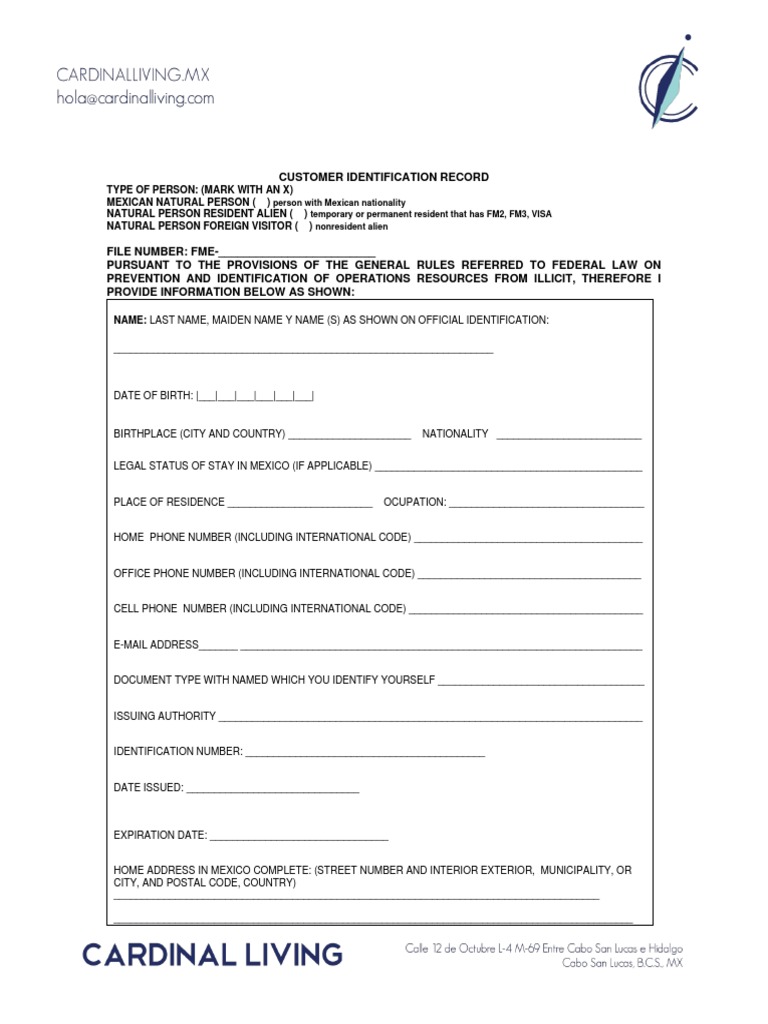 Formato KYC en inglés | PDF | Identity Document | Alien (Law)