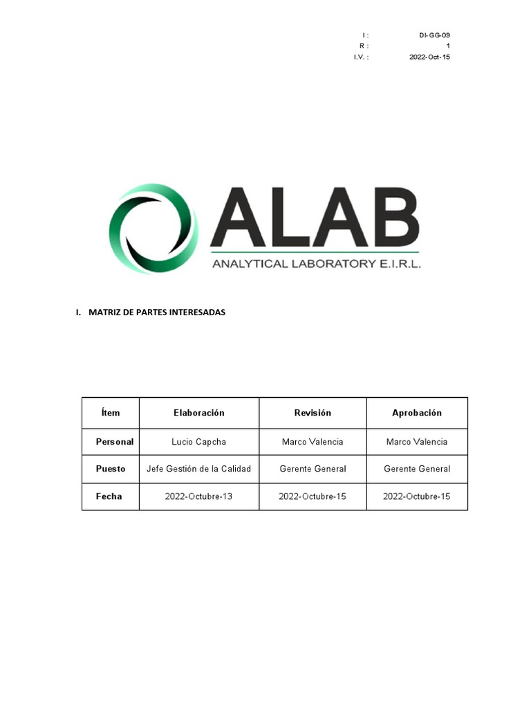 Matriz de Partes Interesadas | PDF | Business | Gestión de la calidad