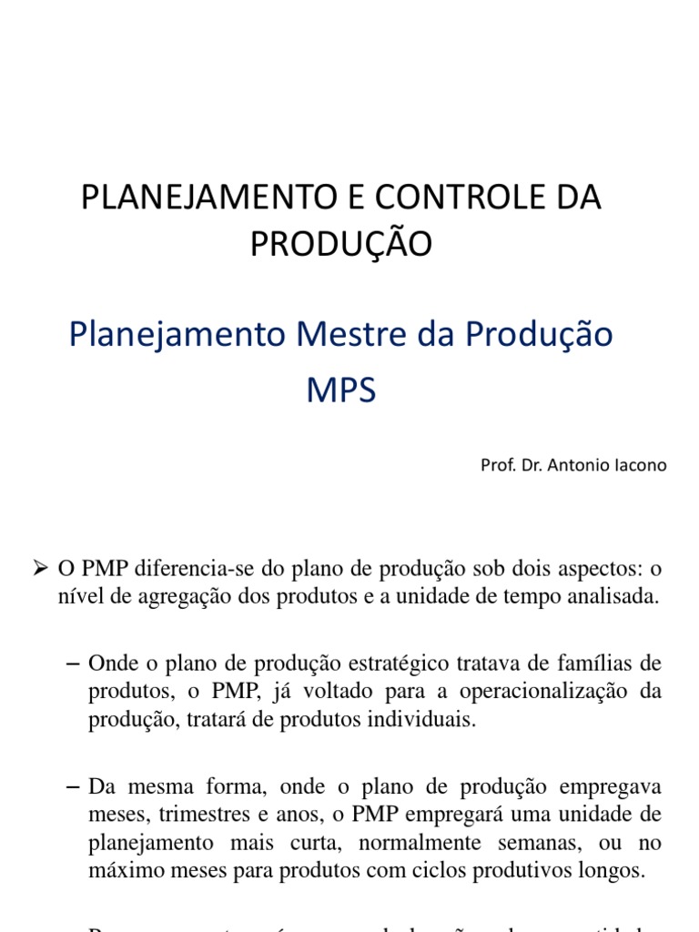 Planejamento Mestre Da Produção Download Grátis Pdf Planejamento
