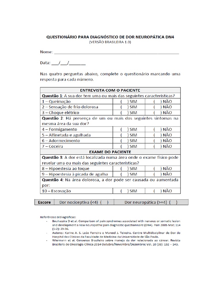 DN4+para+dor+neuropa Tica | PDF