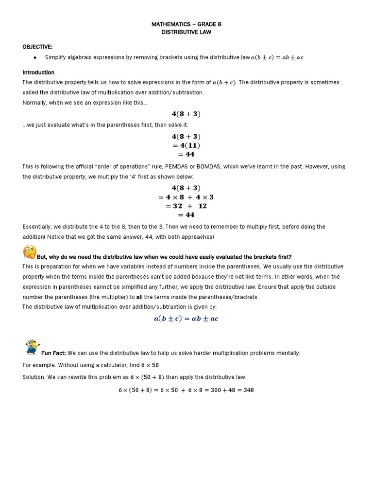 Distributive Law | PDF | Area | Multiplication