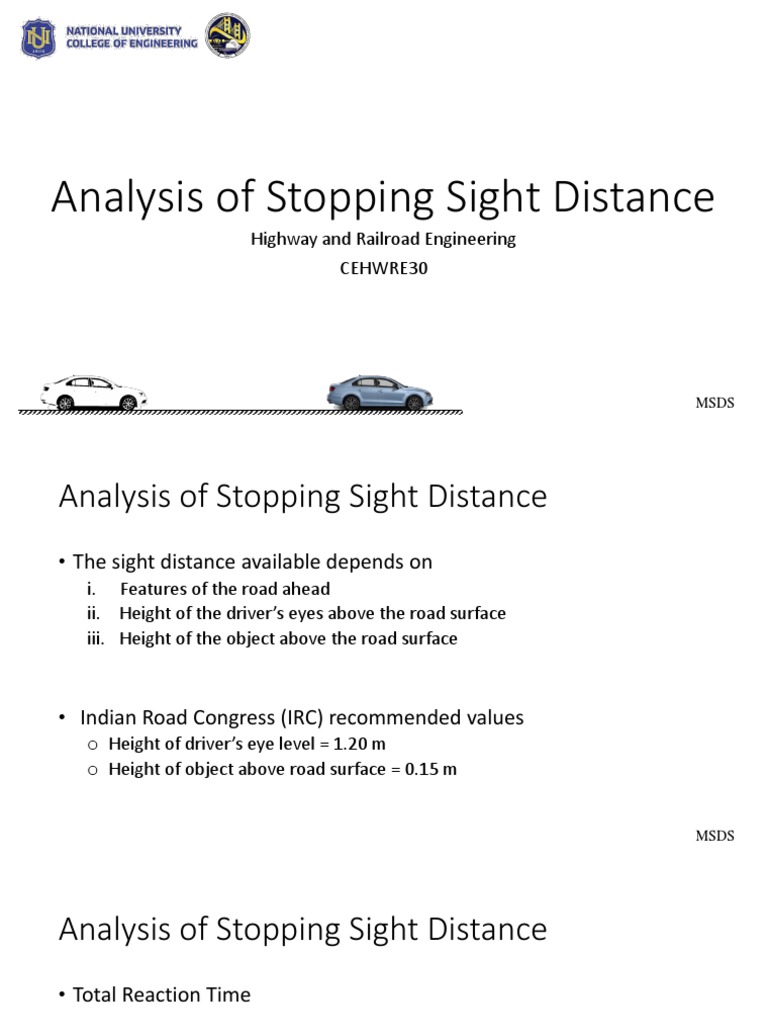 4.1 Stopping Sight Distance | PDF | Mechanical Engineering | Transport