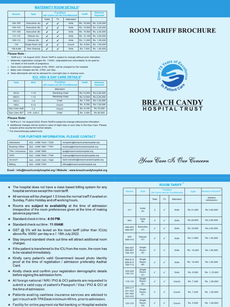 Hospital Room Tariff Details 2022 | PDF | Couch | Intensive Care Unit