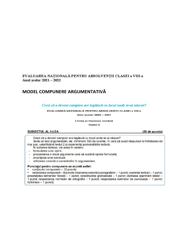 Model Compunere Argumentativa | PDF
