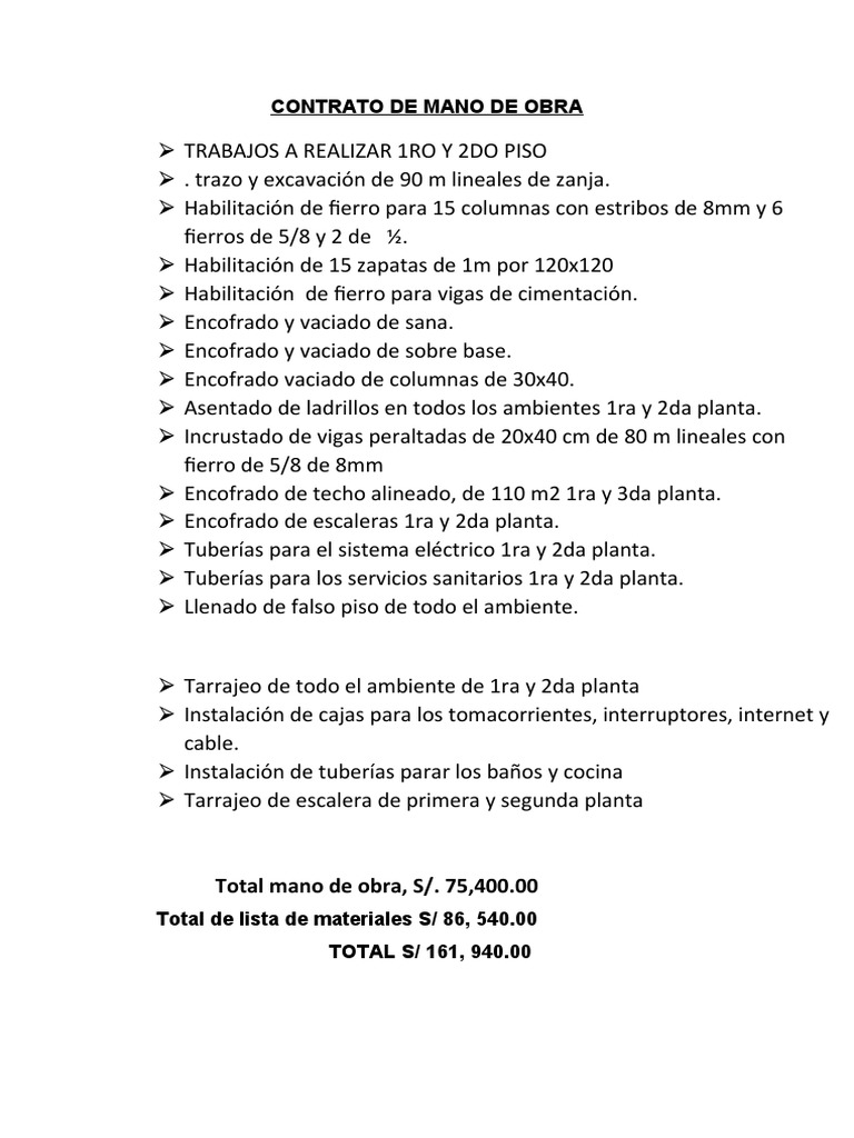 Contrato de Mano de Obra | PDF | Tecnología