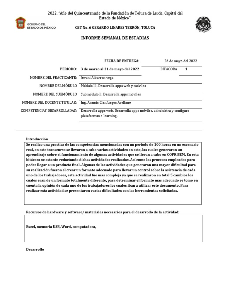 Formato de Bitacora | PDF | Microsoft Excel | Desarrollo de software