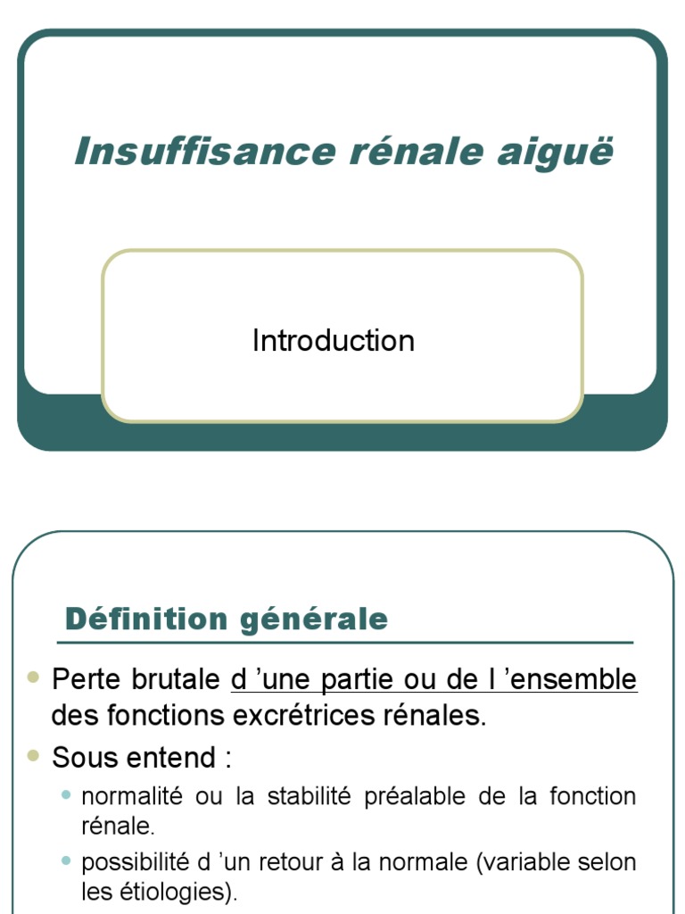 Insuffisance rénale aiguë : causes et diagnostics | PDF | Créatinine ...