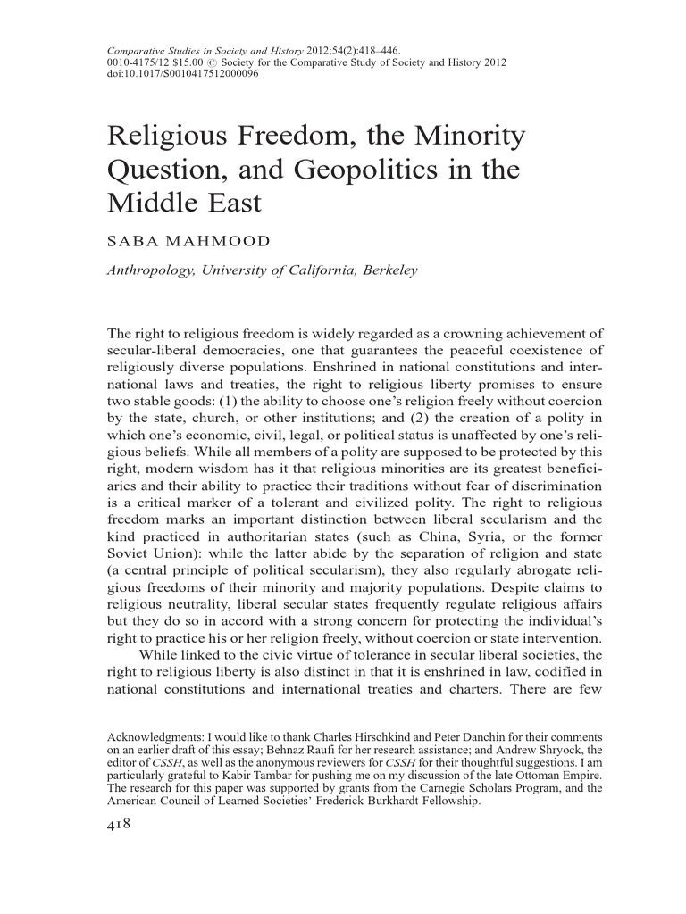 Religious Freedom, The Minority Question, and Geopolitics in The Middle East | PDF | Copts ...
