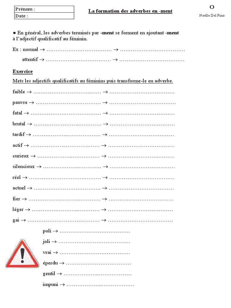 Exercices Adverbes en Ment | PDF