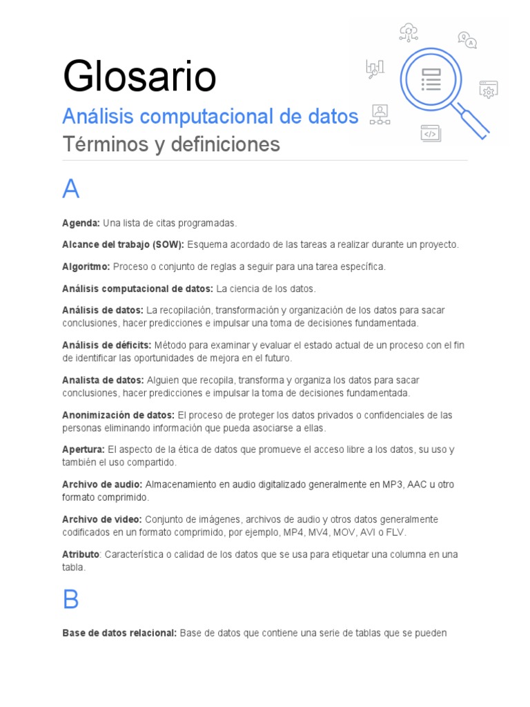 Glosario 10 | PDF | Hoja de cálculo | Bases de datos