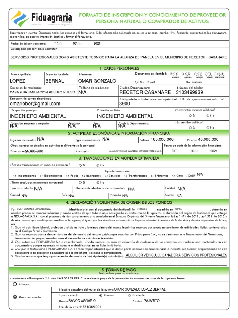 Anexo 1 - Formato Sarlaft Persona Natural | PDF | Economias