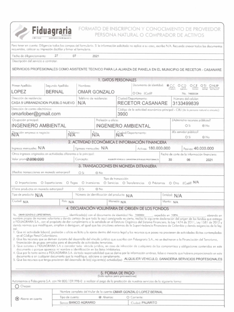 Anexo 1 Formato Sarlaft | PDF Anexo 1 Formato Sarlaft | PDF