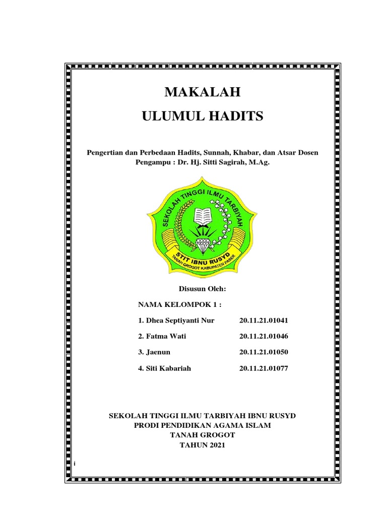 Makalah Kelompok 1 - Hadits, Sunnah, Khabar, Atsar | PDF
