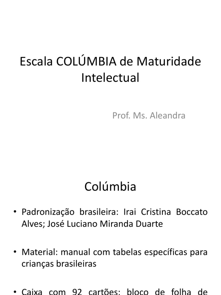Escala COLÚMBIA de Maturidade Intelectual - 1-1 | PDF | Ciência cognitiva