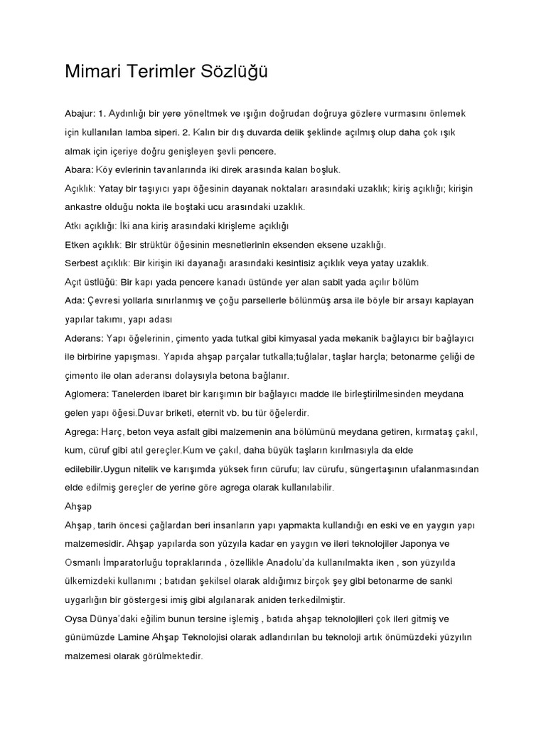 Mimari Terimler Sözlüğü | PDF