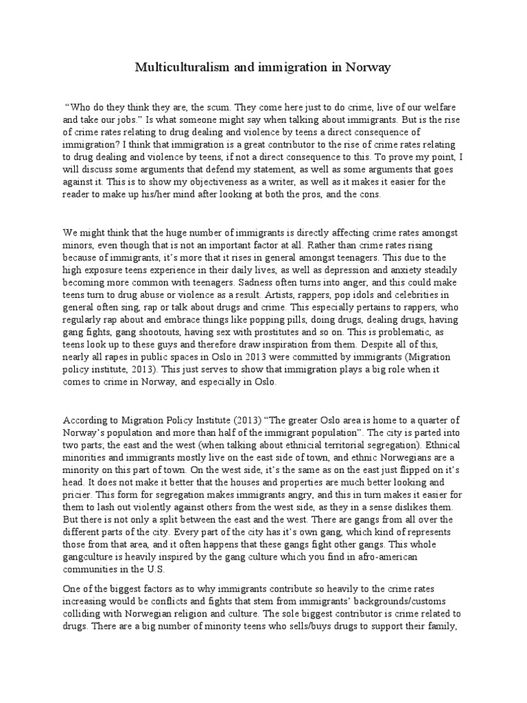 Multiculturalism and Immigration in Norway | PDF | Adolescence ...