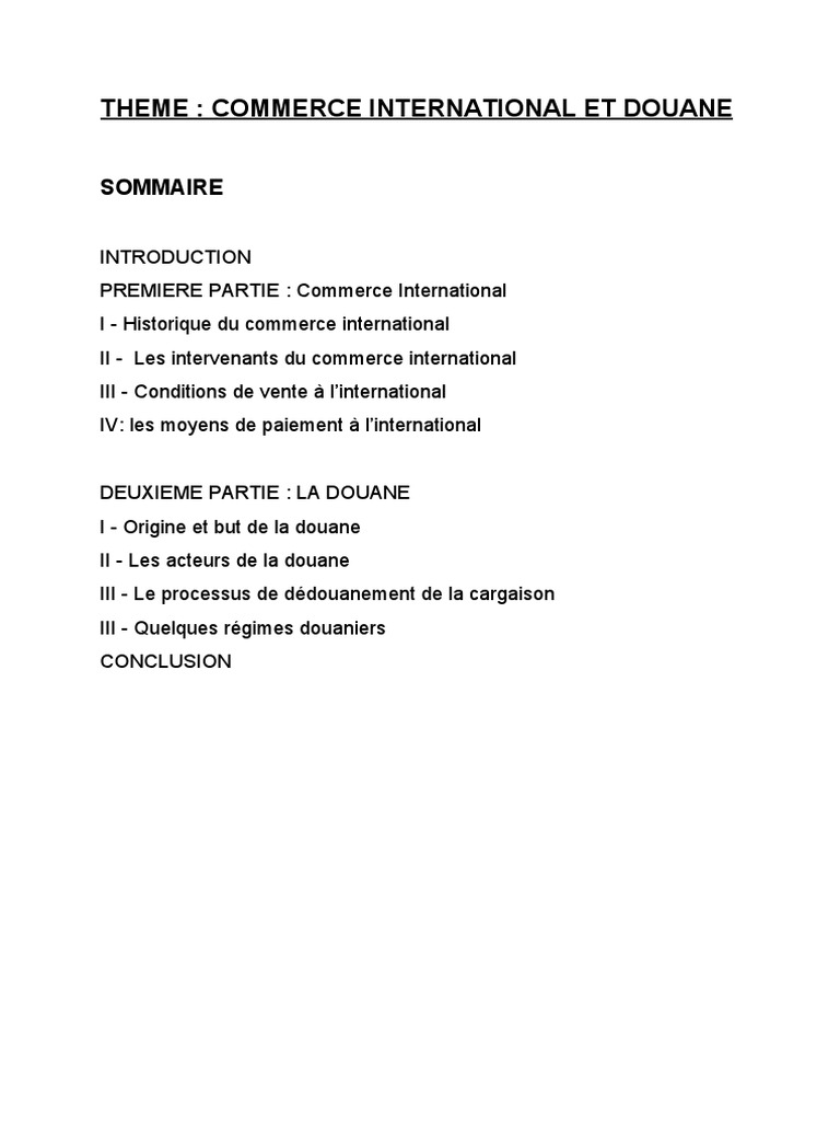 Expose Commerce International Et Douane | PDF | Lettre de crédit | Business