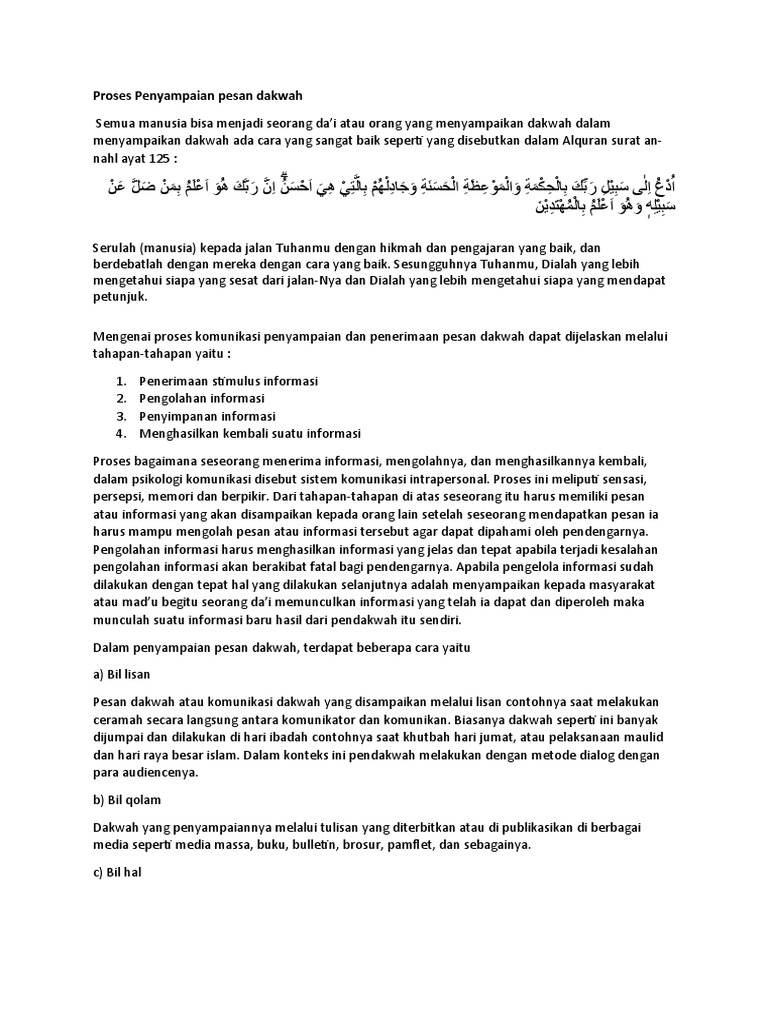 Proses Penyampaian Pesan Dakwah | PDF