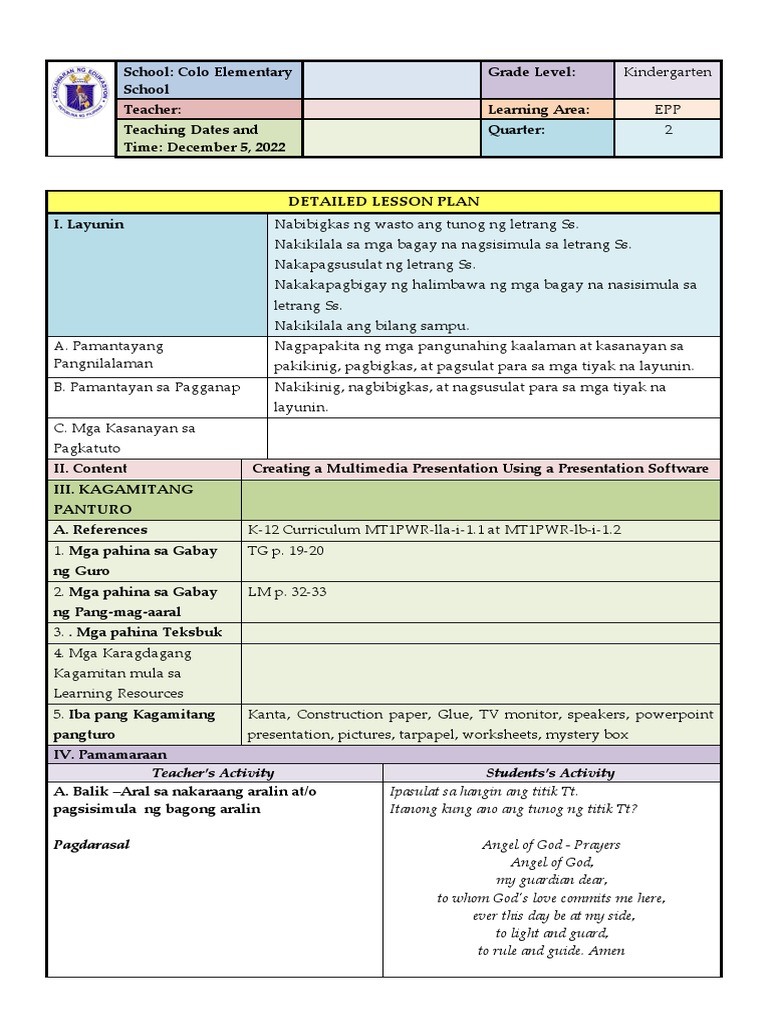 DLP Template Tagalog (Repaired) | PDF
