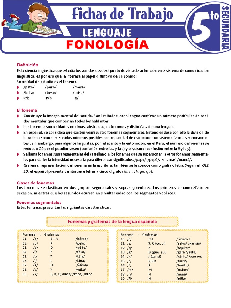 Fonologia para Quinto Grado de Secundaria | PDF | Fonema | Fonología
