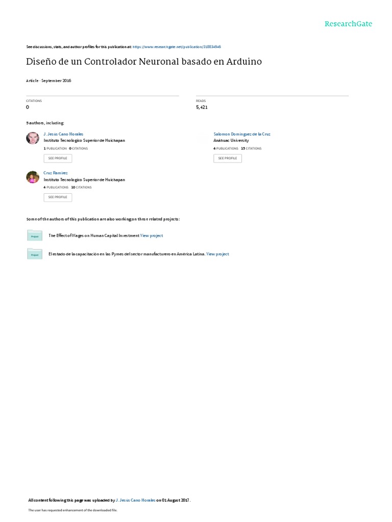 Arduino Red Neuronal Jesus Cano | PDF | Red neuronal artificial | Ingeniería de Sistemas