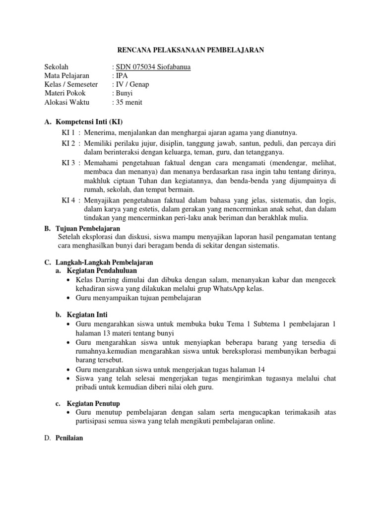 Tugas Praktik Satu PKM (RPP) | PDF