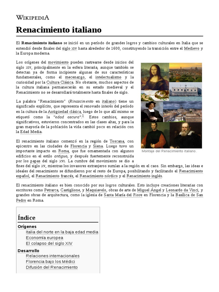 Renacimiento Italiano | PDF | Renacimiento italiano | Renacimiento
