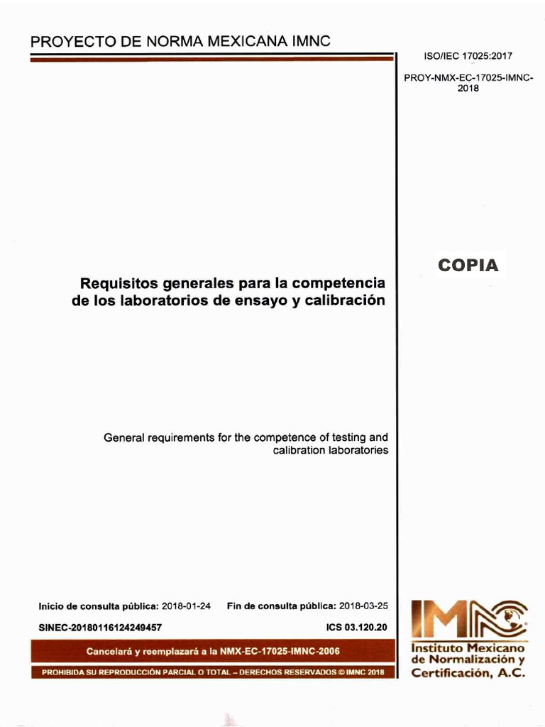 Norma Nmx-Ec-17025-Imnc-2018 | PDF