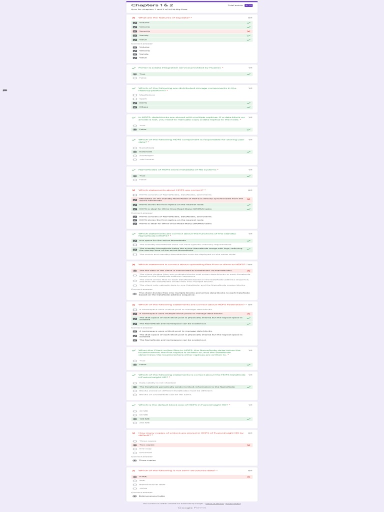 Chapters 1 & 2 Correction | PDF | Apache Hadoop | Operating System Technology