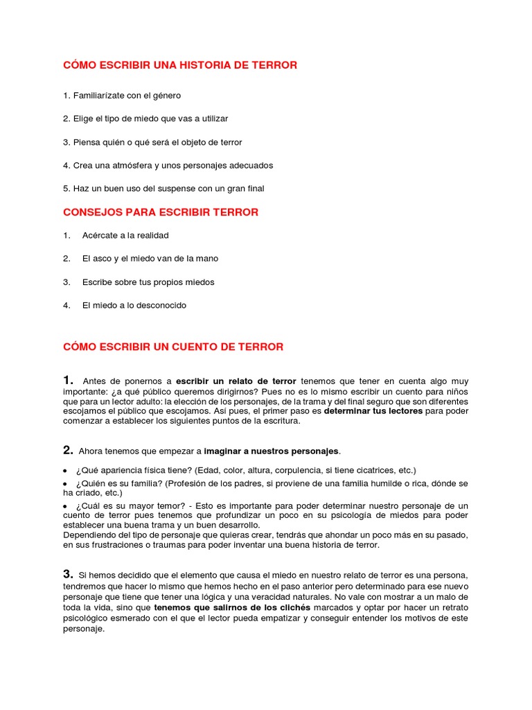 Como Escribir Una Historia de Miedo | PDF | Temor | Cuentos