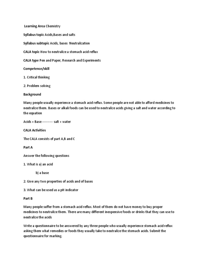 Chemistry Cala | PDF | Ph | Questionnaire
