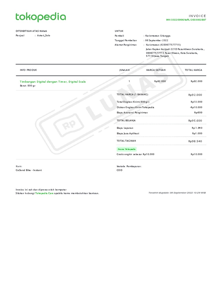 Invoice Timbangan | PDF