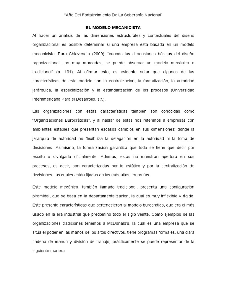 Modelo Mecanicista y Organico | PDF