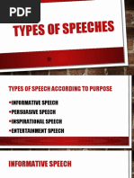 Types of Speeches According To Purpose | PDF | Public Speaking | Information