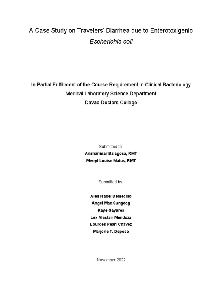Travelers' Diarrhea: ETEC Case Study | PDF | Human Feces | Small Intestine
