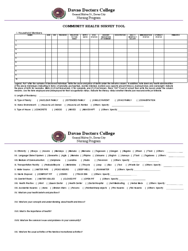 Community Health Survey Tool | PDF