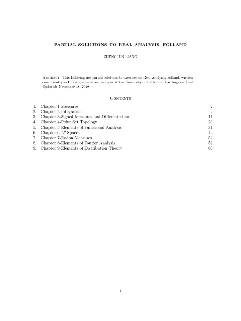 Solutions To Folland | PDF | Mathematical Analysis | Measure (Mathematics)