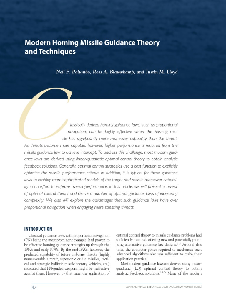 Modern Homing Missile Guidance Theory and Techniques | PDF | Kinematics | Guidance System