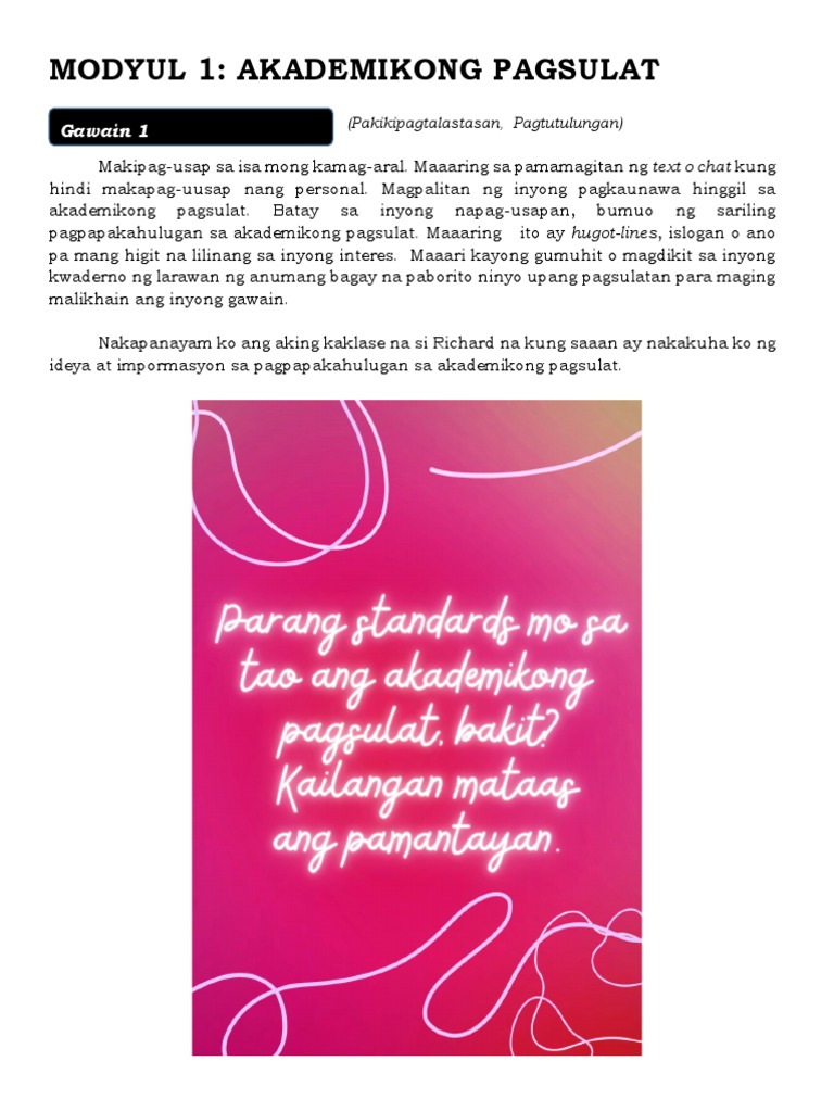 MODYUL 1 - AKADEMIKONG PAGSULAT (Gawain) | PDF
