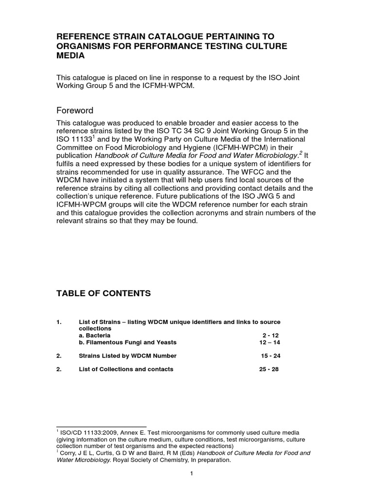 WDCM Reference Strain Catalogue Version 19 | PDF | Growth Medium ...