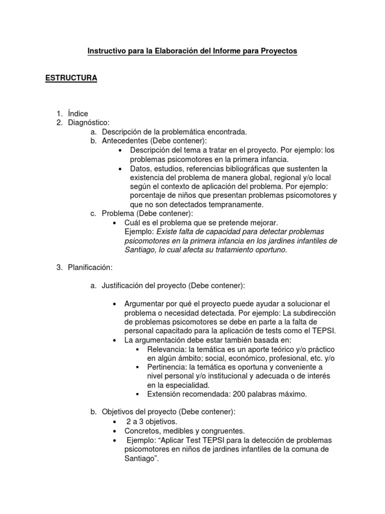 Instructivo para La Elaboracion Del Informe para Proyectos | PDF