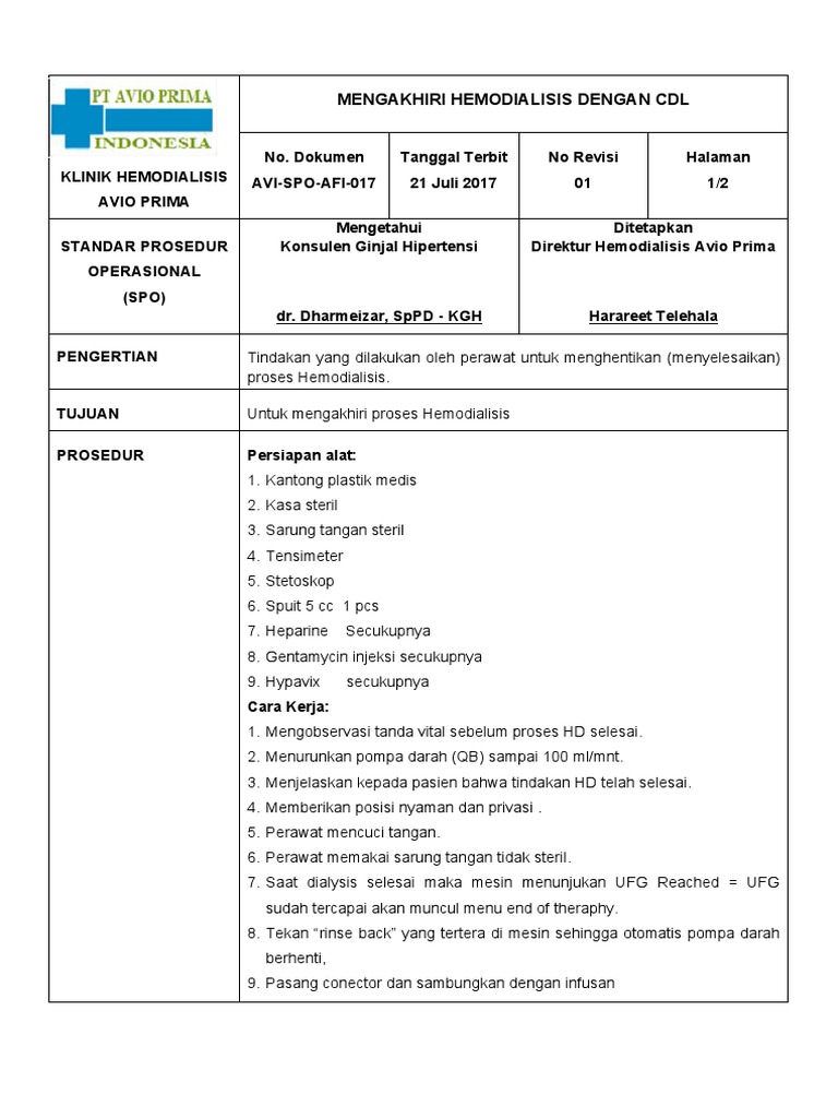 017 SPO Mengakhiri Hemodialisa Dengan CDL | PDF