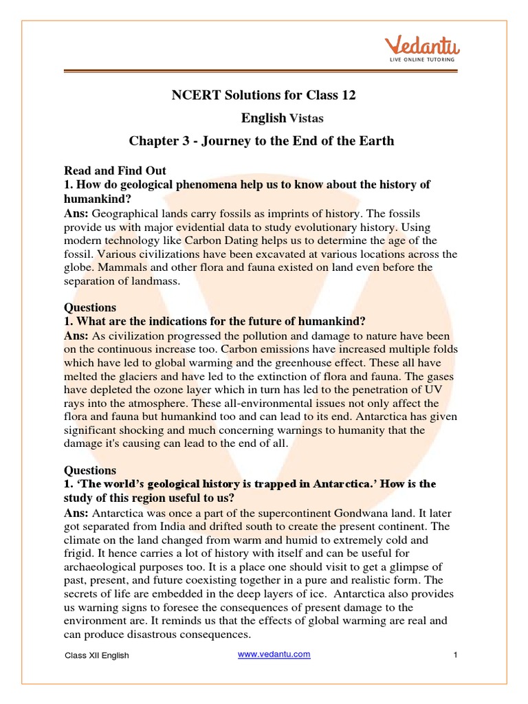 Class 12 English Vistas Chapter 3 | PDF