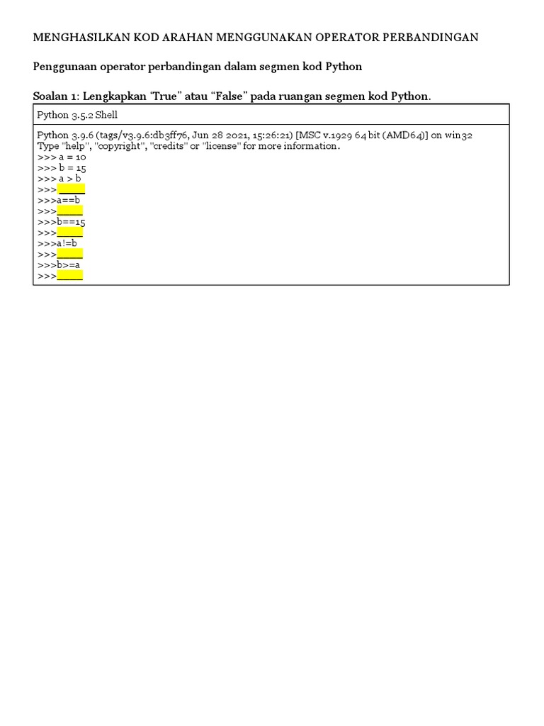 Operator Perbandingan | PDF | Komputer | Teknologi & Rekayasa