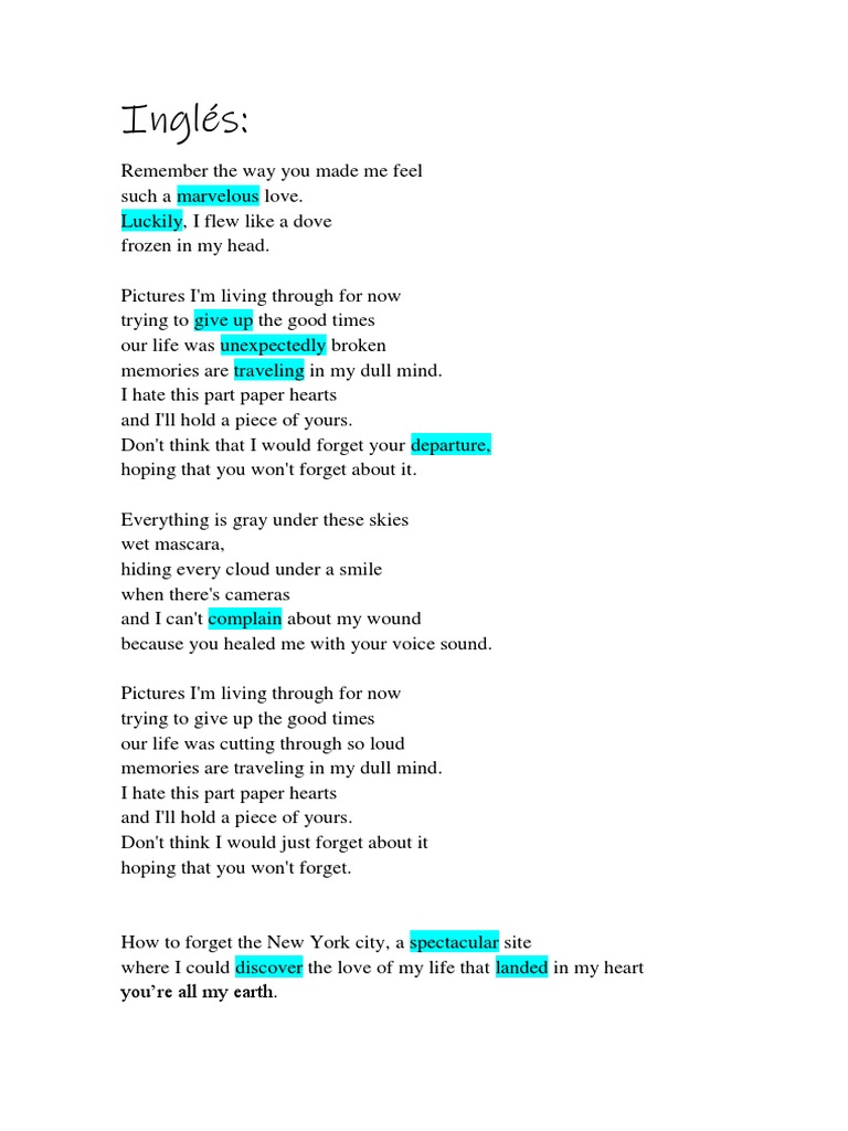 Inglés Song | PDF