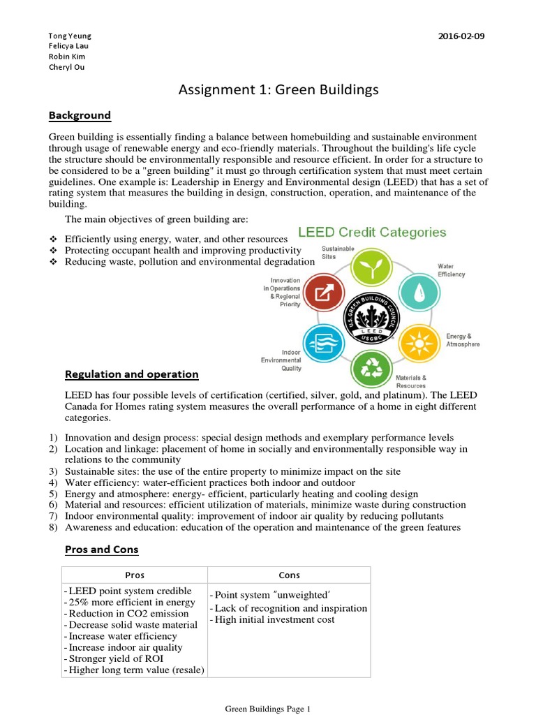 Assignment 1 Green Buildings | PDF | Green Building | Environment