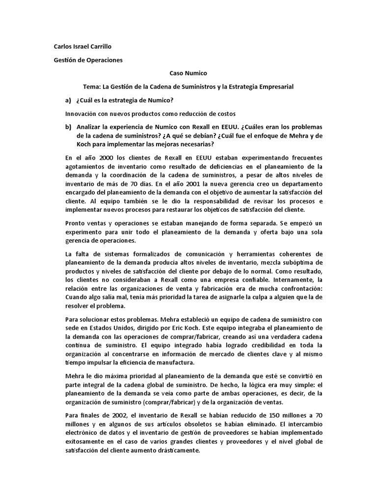 Estrategia y Gestión en Numico | PDF | Planificación | Inventario