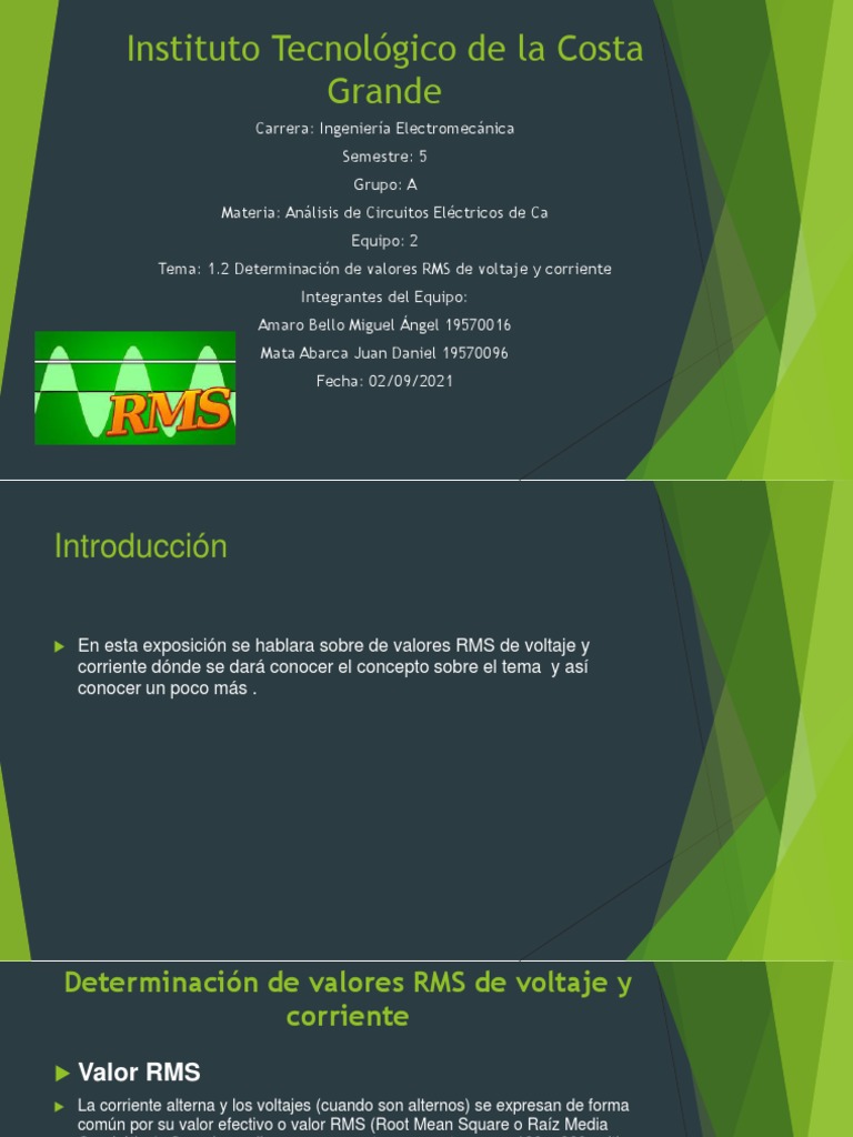 1.2 Determinacion de Valores RMS de Voltaje y Corriente | PDF ...